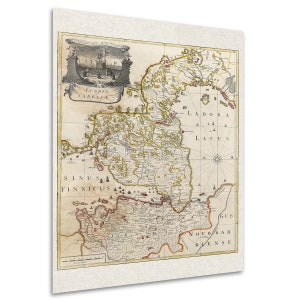 Map of Ingria and Karelia or Carelia, Historic Map 1745 - Teak Wood ...