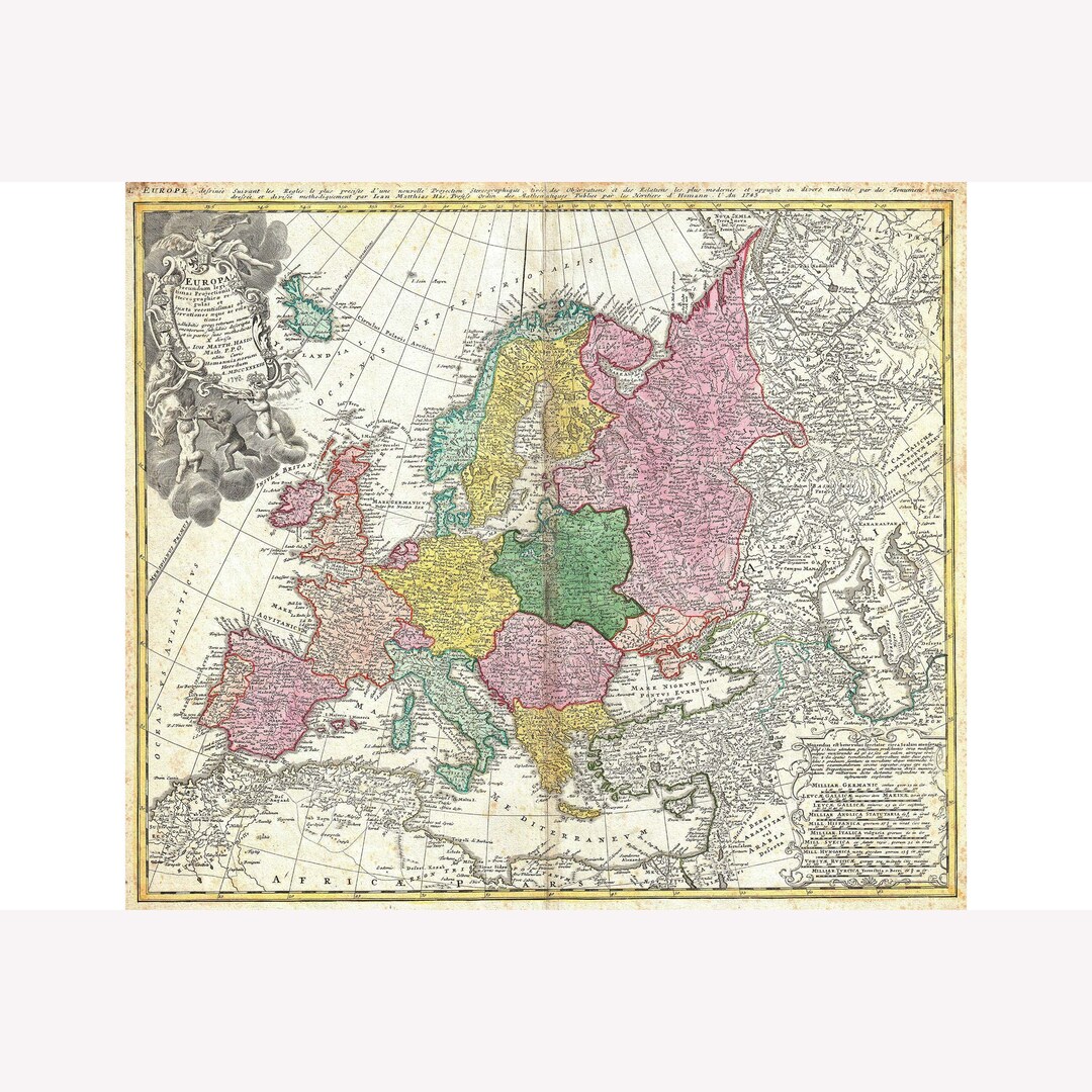 Europe 1743 Homann Heirs Haas Map Lovely First Quality Antique ...