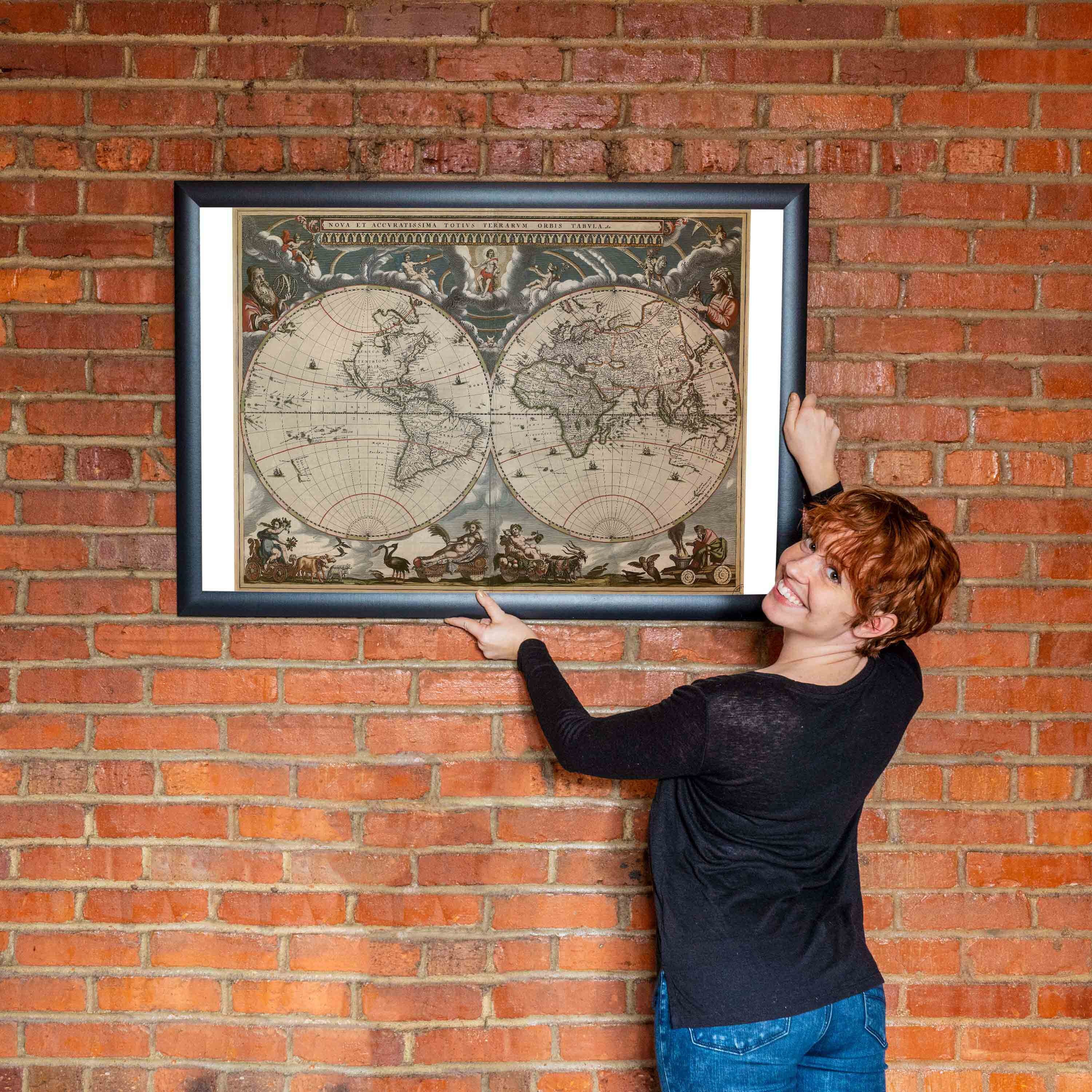 Map of the World by Blaeu 1684 Historic Map Custom Printed | Etsy