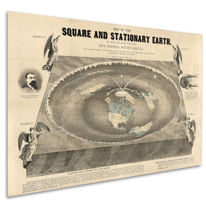 Map of Square & Stationary Earth Prof. Orlando Ferguson 1893 - Etsy