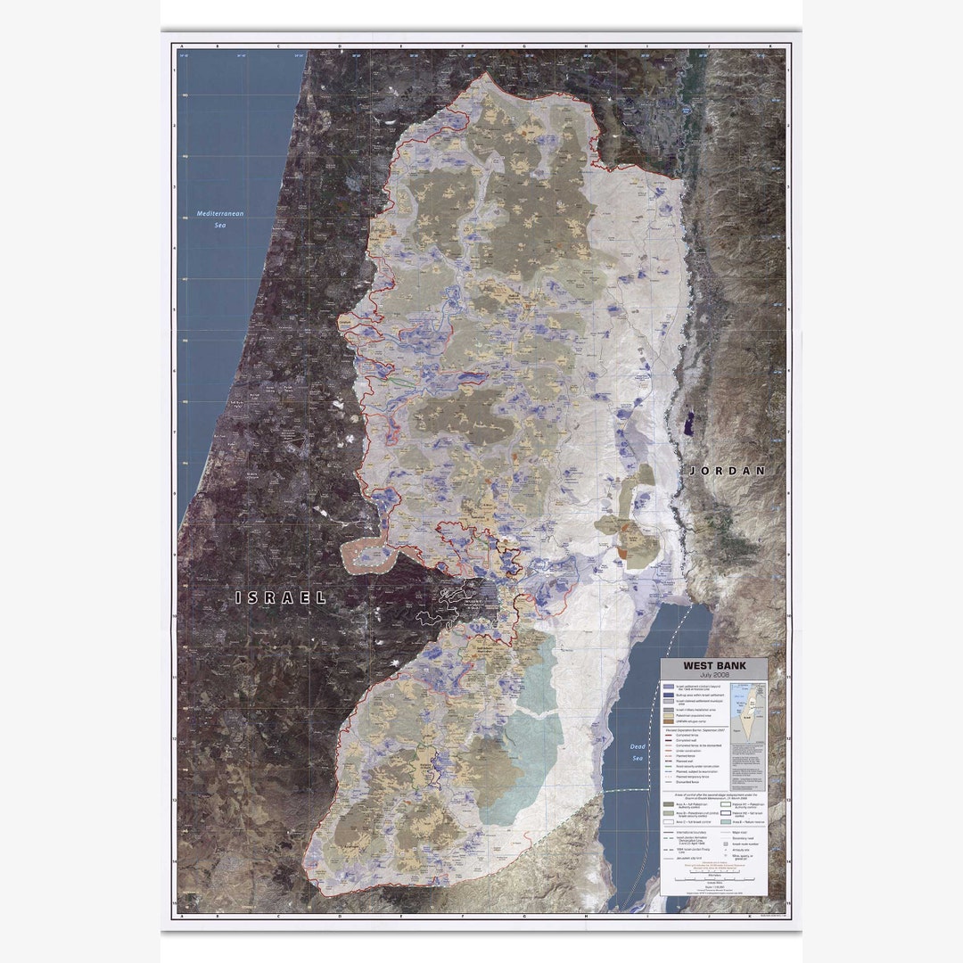 CIA Map of West Bank; Central Intelligence Agency Map, July 2008 - Teak ...