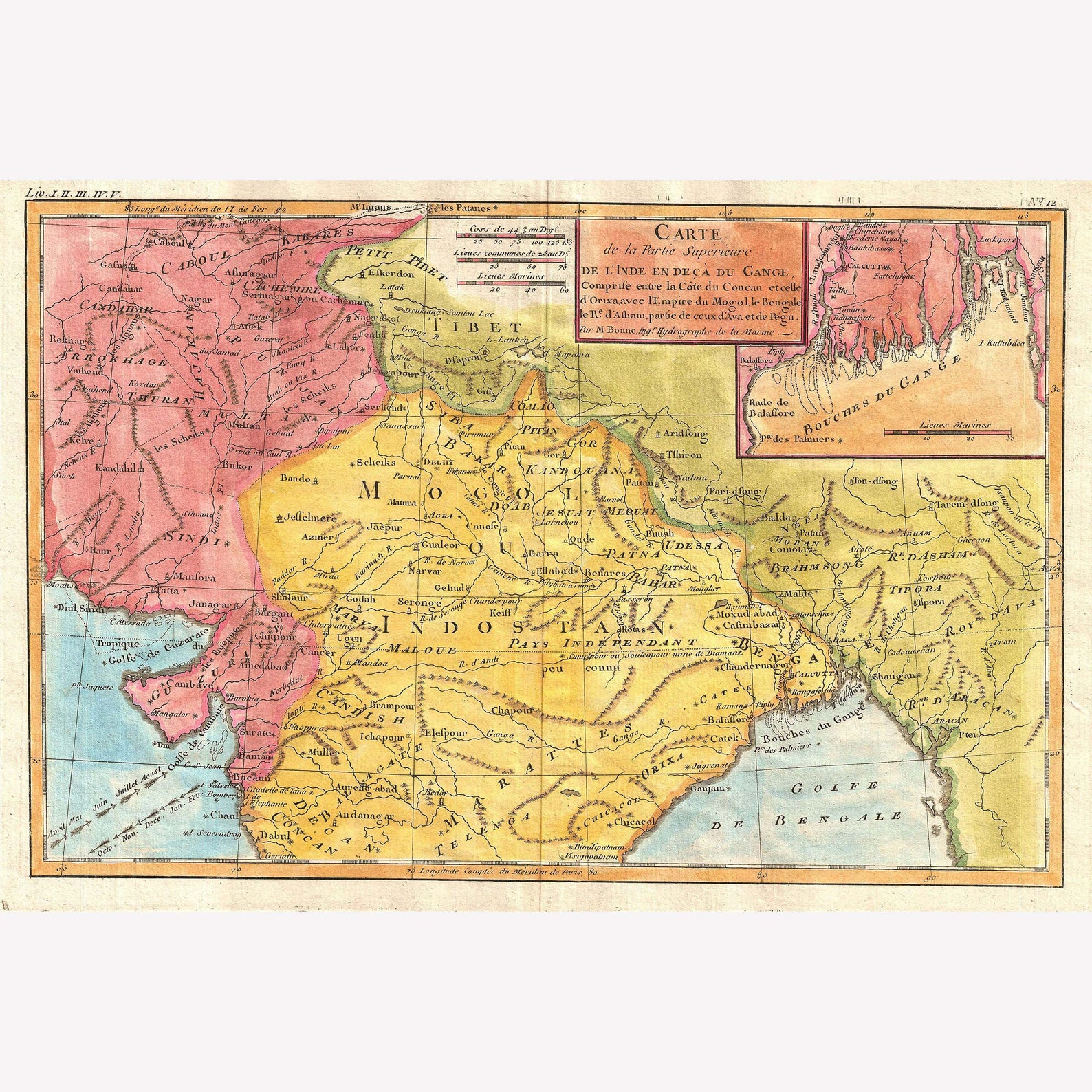 Map of Northern India; Antique Map; Historic Cartography; French, 1780 ...