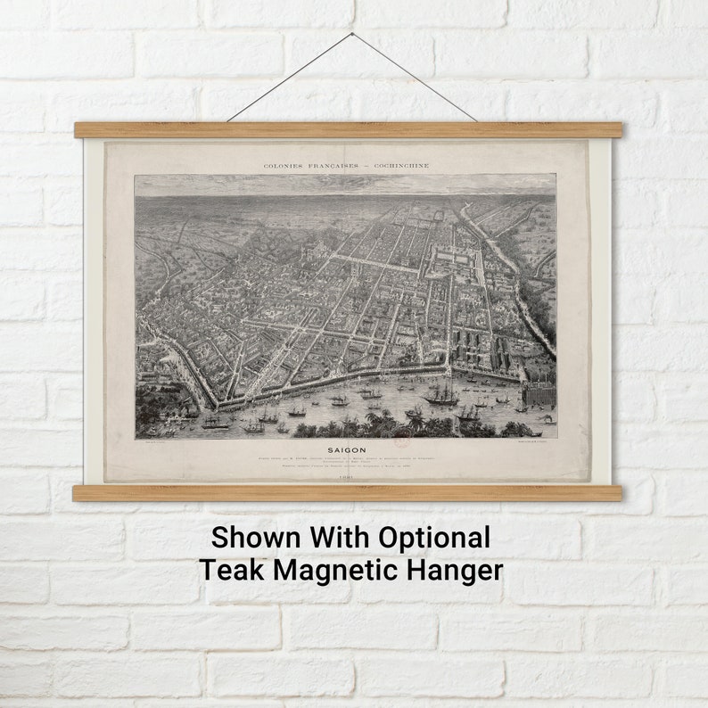 Citadel of Saigon 1881 Antique Map Historic Vietnam Teak - Etsy