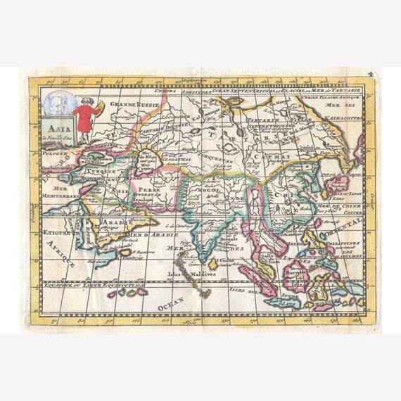 Map of Asia Antique Map by Lafeuille 1706 Custom Printed to | Etsy