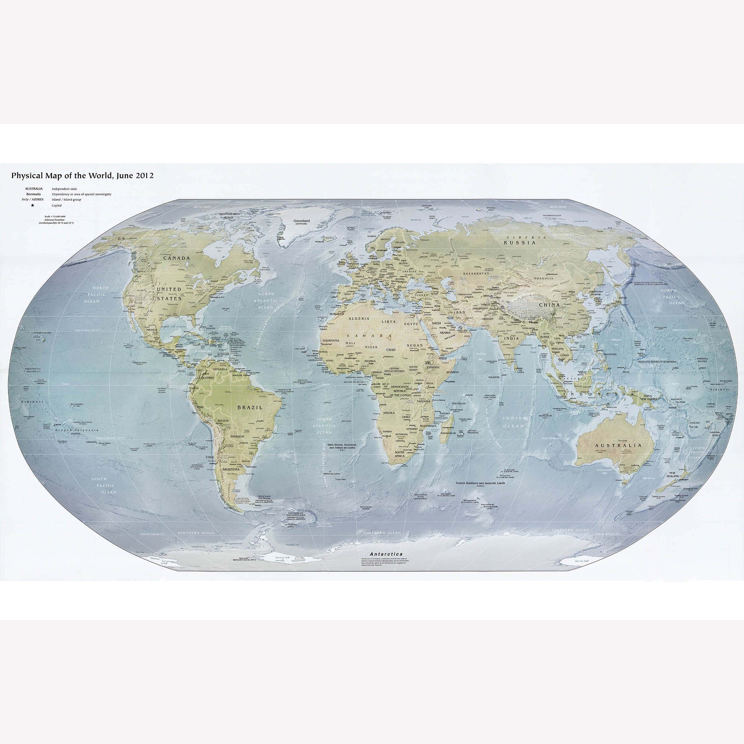 Central Intelligence Agency CIA Map of the World June 2012 | Etsy