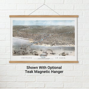 Map of Chicago, 1868; Antique Map; Perspective or Bird's Eye Map - Teak ...