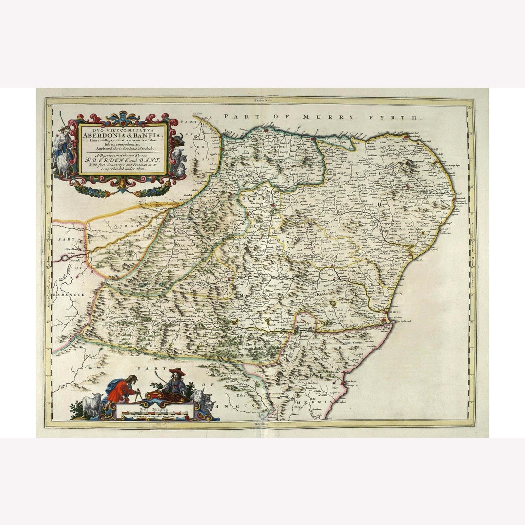 Aberdeen and Banff, Scotland - Vintage Map Fine Reproduction - Blaeu ...