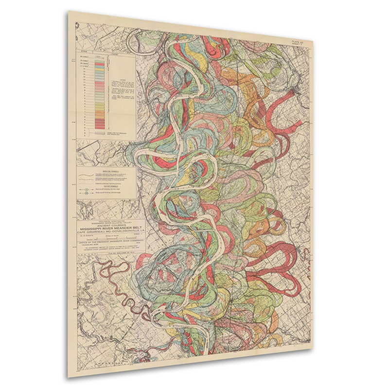 Mississippi River Meander Belt Geological Map by Harold Fisk - Etsy