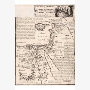 French Map of the Holy Land, 1738, Historic - Teak Wood Magnetic Hanger ...