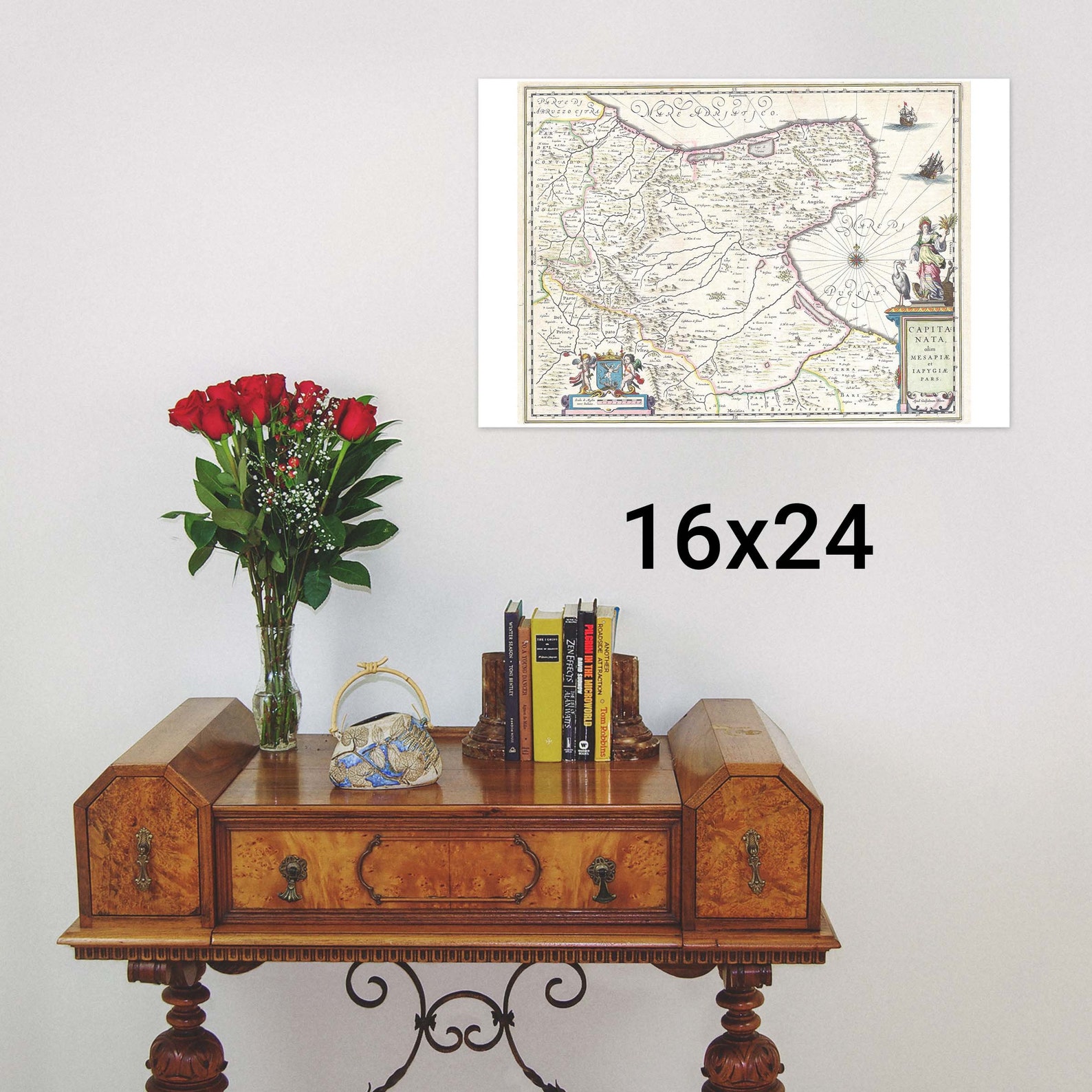 Italy, Capitanata Foggia; Antique Map by Blaeu, 1630 - Teak Wood ...