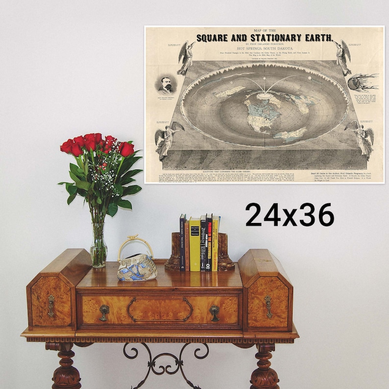 Map of Square & Stationary Earth Prof. Orlando Ferguson 1893 - Etsy