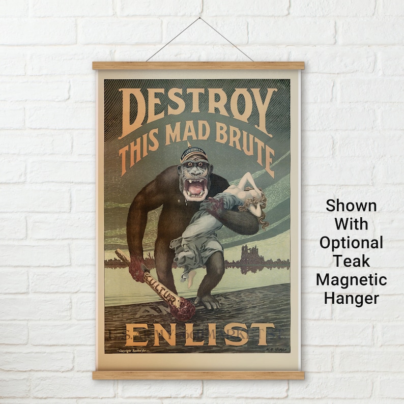 U.S. Army Recruitment Poster Destroy This Mad Brute by Hopps; Reprint ...