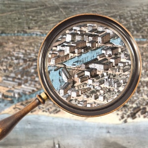 Map of Chicago, 1868; Antique Map; Perspective or Bird's Eye Map - Teak ...