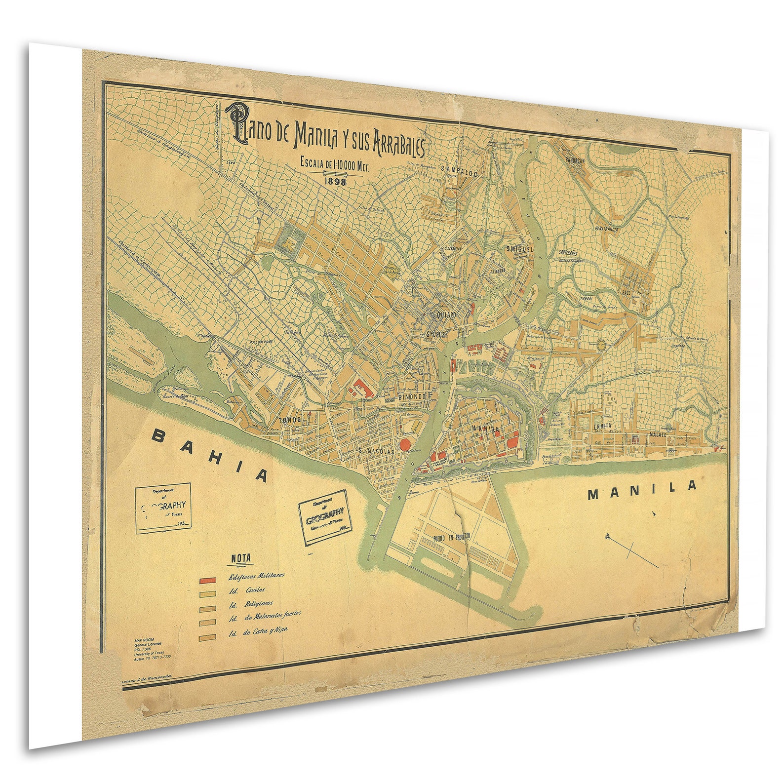 Map of Manila Philippines & Suburbs Antique Map 1898 Teak - Etsy