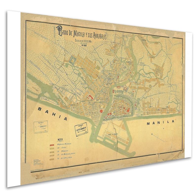 Map of Manila Philippines & Suburbs Antique Map 1898 Teak - Etsy