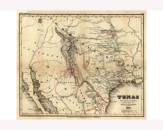 Map of Republic of Texas 1846 Meyer's Hand Atlas German - Etsy