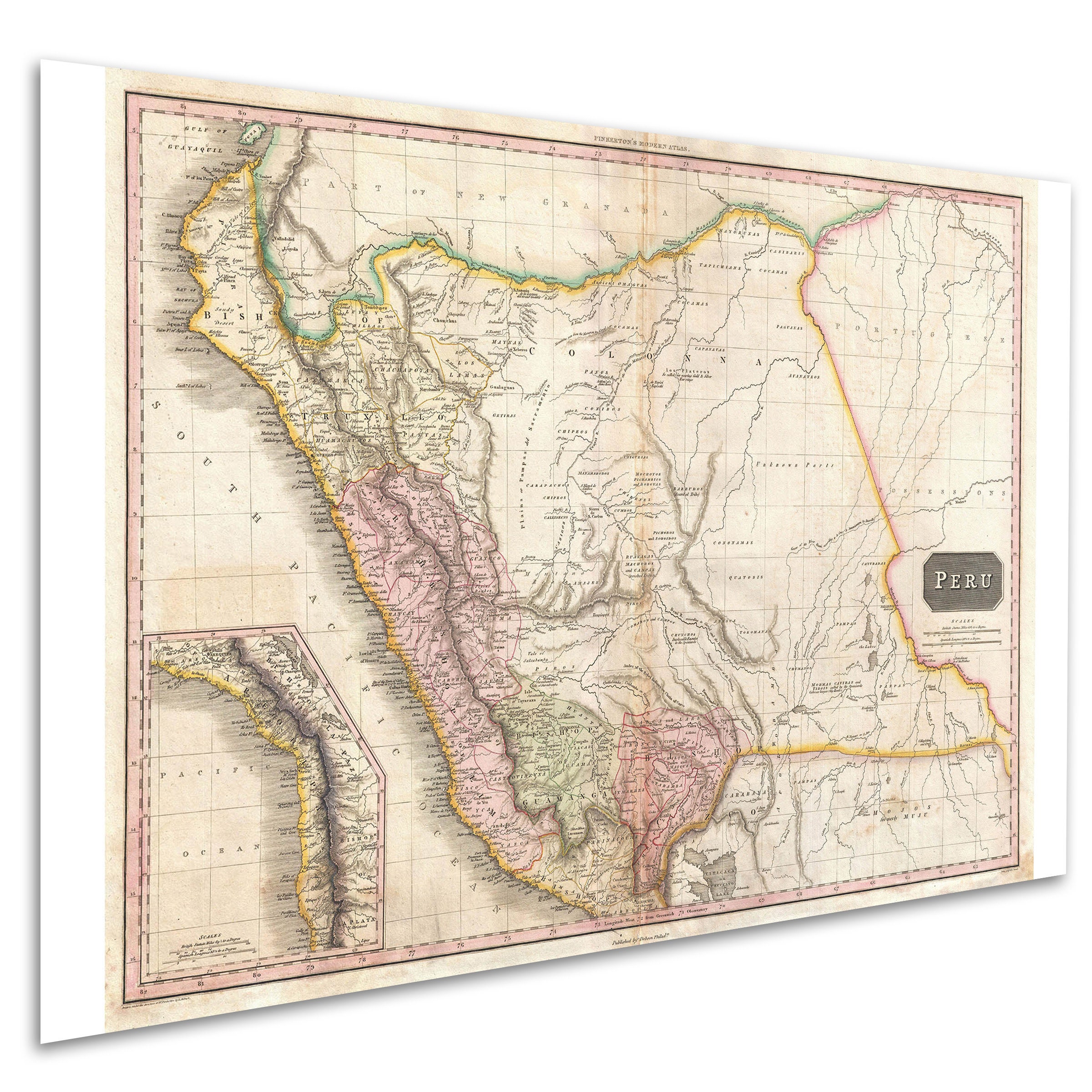 Map of Peru; Antique Map; Historical Cartography by Pinkerton, 1818 - Etsy