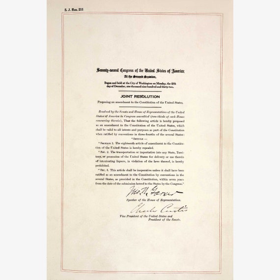 Repeal of 21st Amendment Ending Prohibition 1932 Teak Wood | Etsy