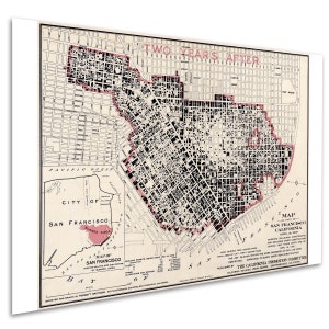 Map of San Francisco Fire Damage, 1908; Antique Map; Custom Printed to ...