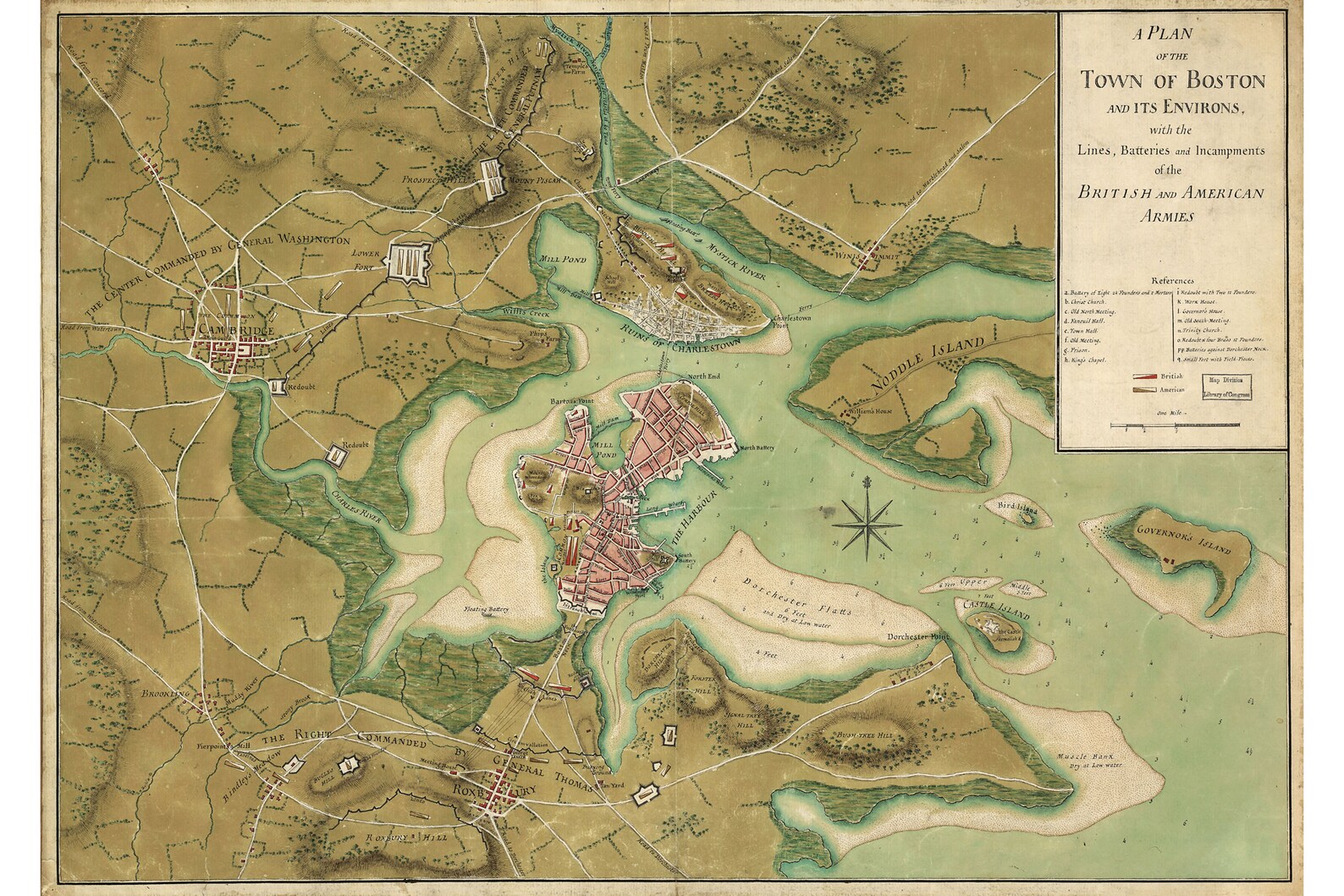 Revolutionary War Map Boston Lines of British & American | Etsy