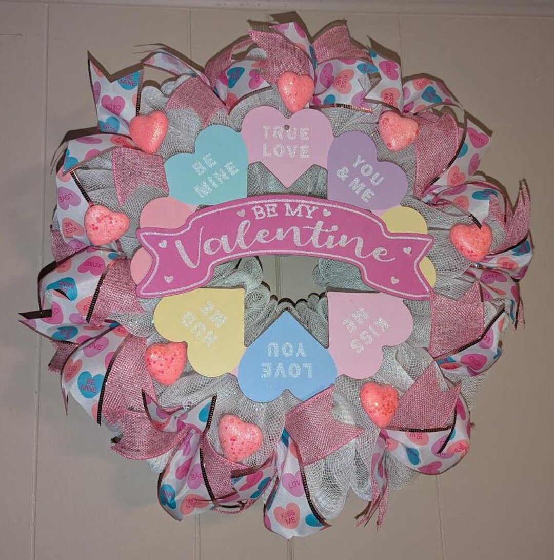 Valentine Candy Heart Wreath - Etsy
