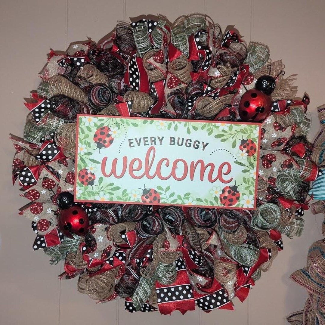 Ladybug Wreath: "every Buggy Welcome" - Etsy
