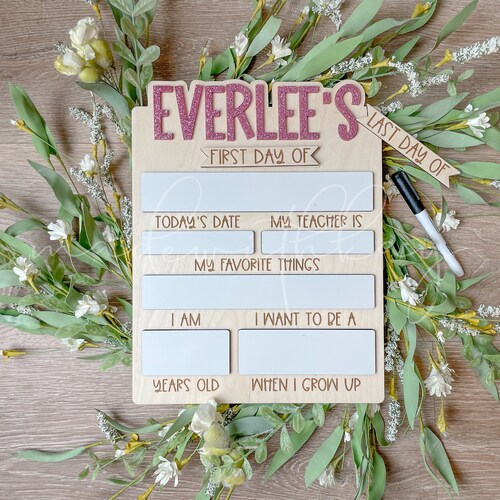 Personalized First Day of School Sign Interchangeablefirst - Etsy