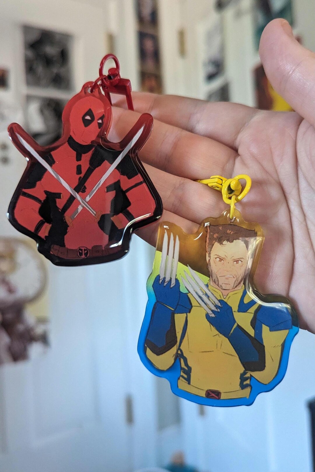 Deadpool and Wolverine 2 Sided Charms Feat Unmasked Wade Wilson and X ...