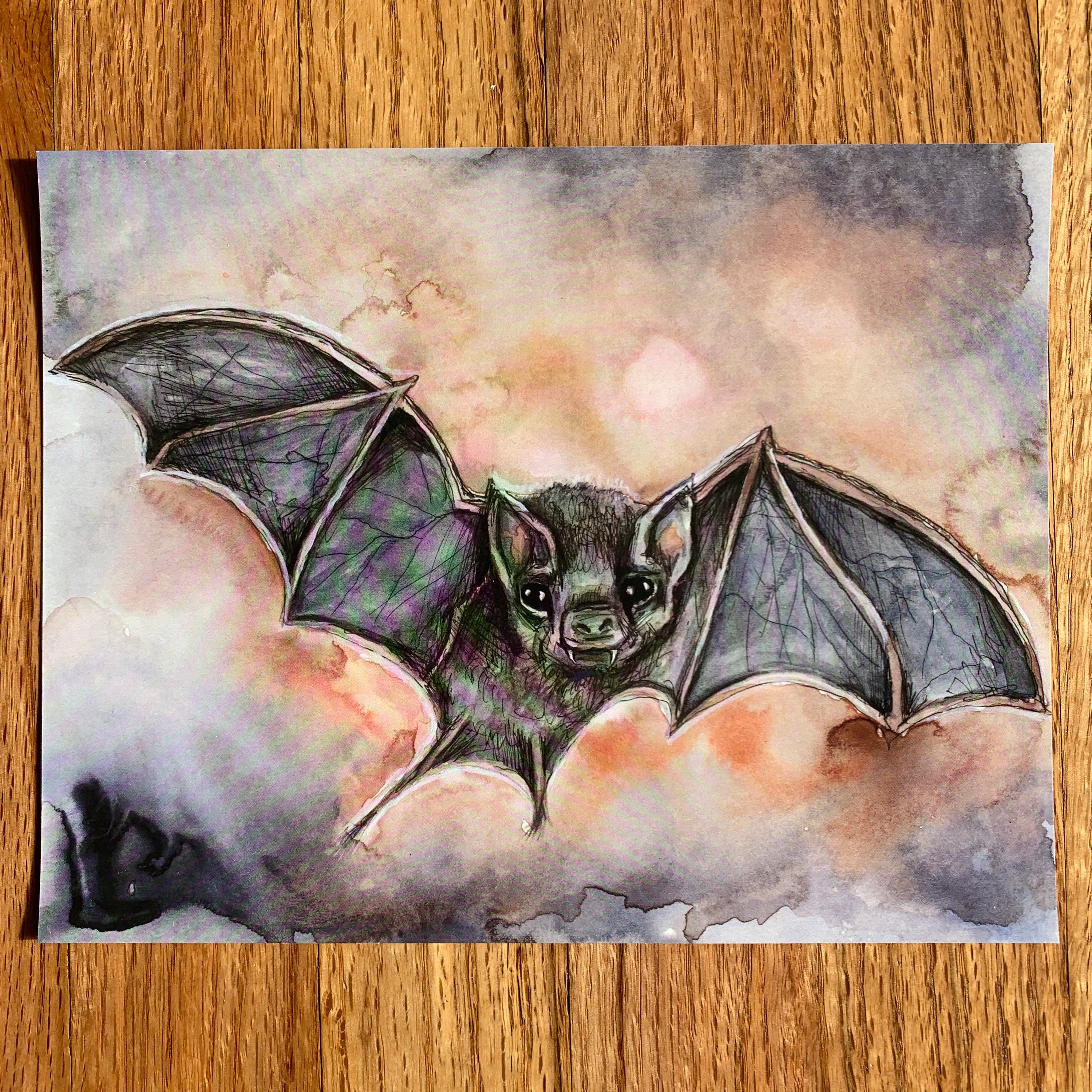 Vampire Bat. Print of Original. Drawlloween. - Etsy