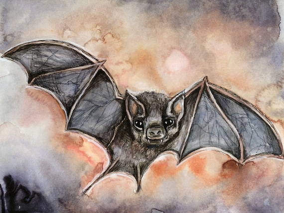 Vampire Bat. Print of Original. Drawlloween. | Etsy