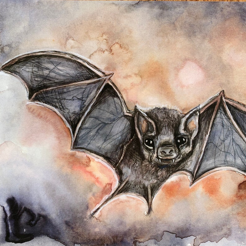 Vampire Bat. Print of Original. Drawlloween. - Etsy