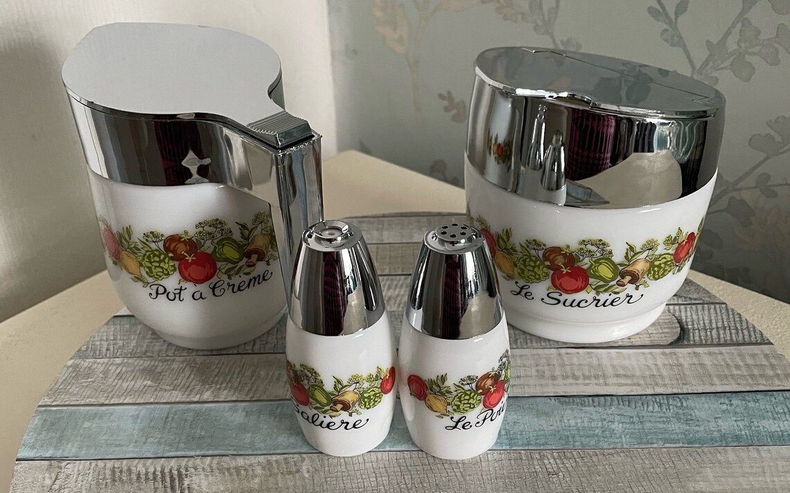 Vintage Gemco USA Milk Glass Set Pattern Spice of Life - Etsy