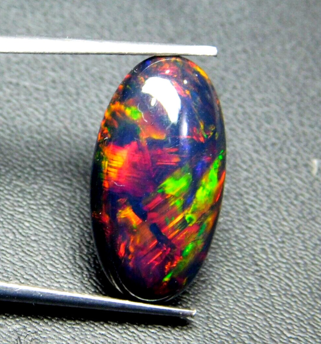 Ethiopian Black Opal Cabochon: Natural Fire Gemstone, 3.90 Cts - Etsy