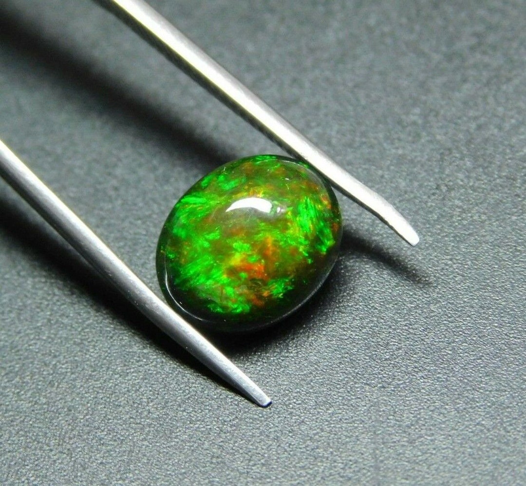 Natural Green Fire Black Opal: 8x6mm Oval Loose Gemstone - Etsy