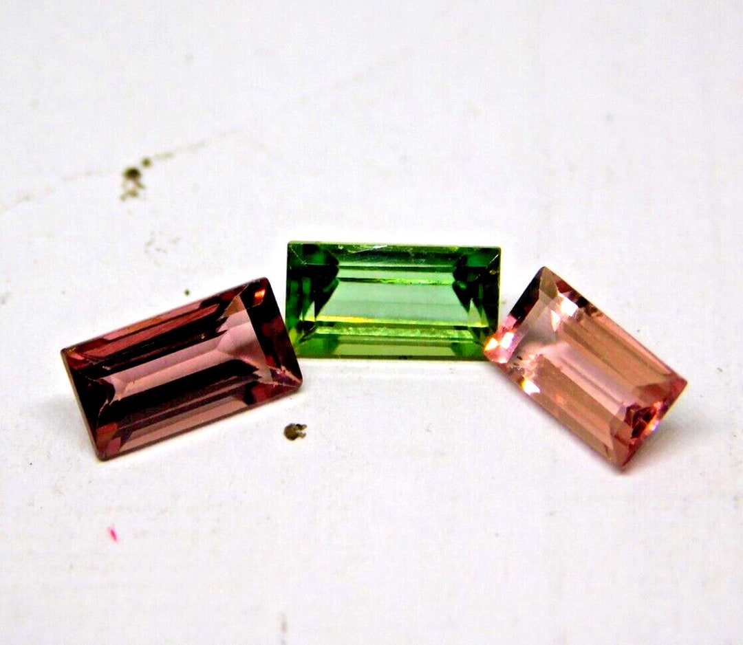 Natural Multi Color Tourmaline 8x4 MM Emerald Cut Rare Loose Wholesale ...