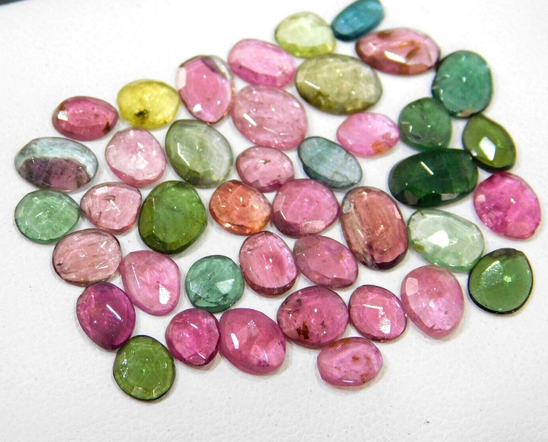 40 Pieces Natural Rose Cut Tourmaline Multi Colors 16 Cts Tourmaline ...
