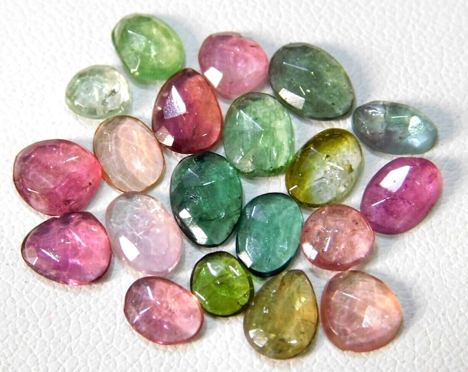 20 Pieces Natural Rose Cut Tourmaline Multi Color 8 Cts Tourmaline ...