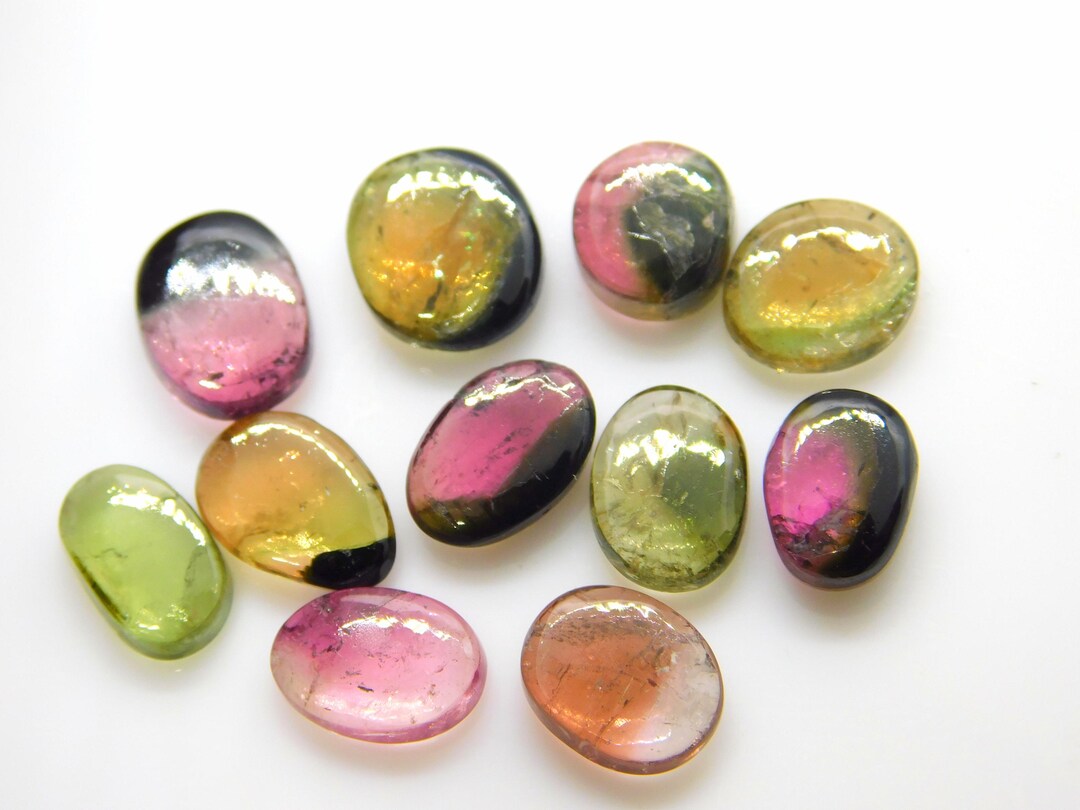 Watermelon Tourmaline Slices: 11 Pcs Bi-color Gemstone Lot (15.50 Carat ...