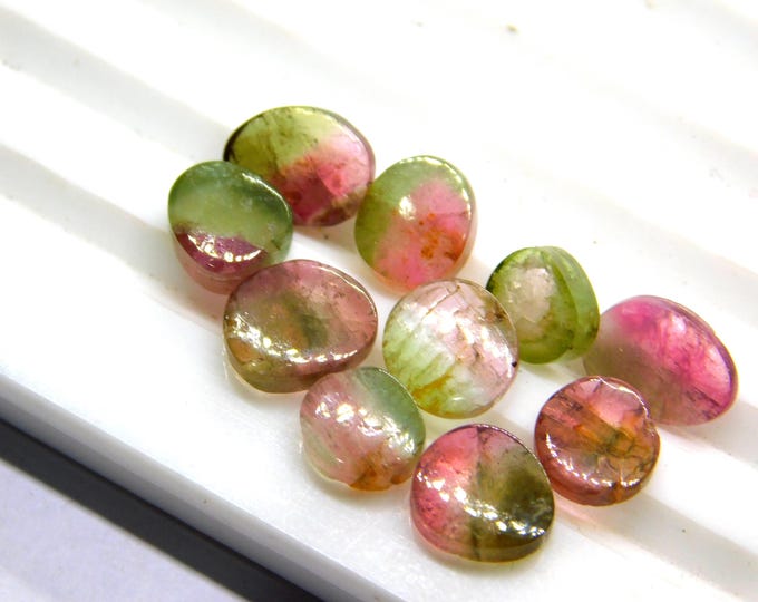 Natural Watermelon Tourmaline - Bi-color Tourmaline - 10 Pcs Smooth ...