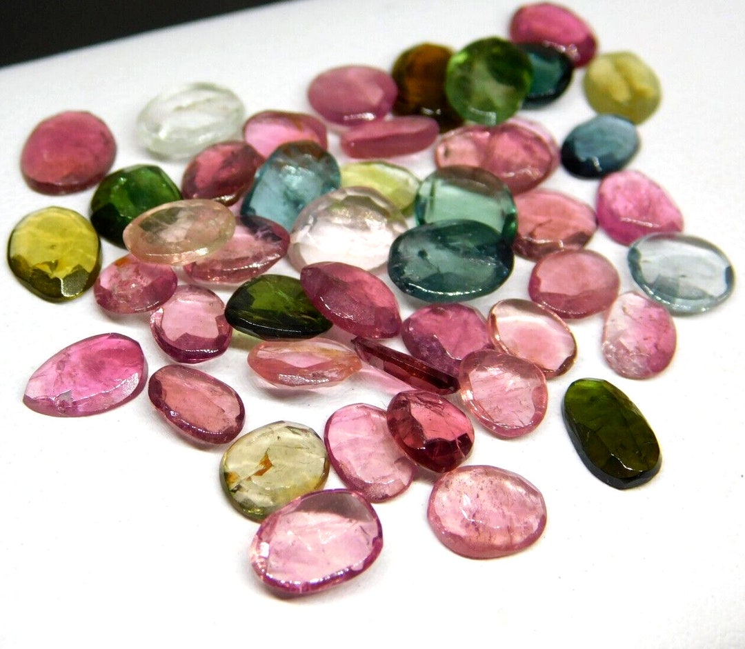 40 Pieces Natural Rose Cut Tourmaline Multi Colors 20.40 Faceted ...