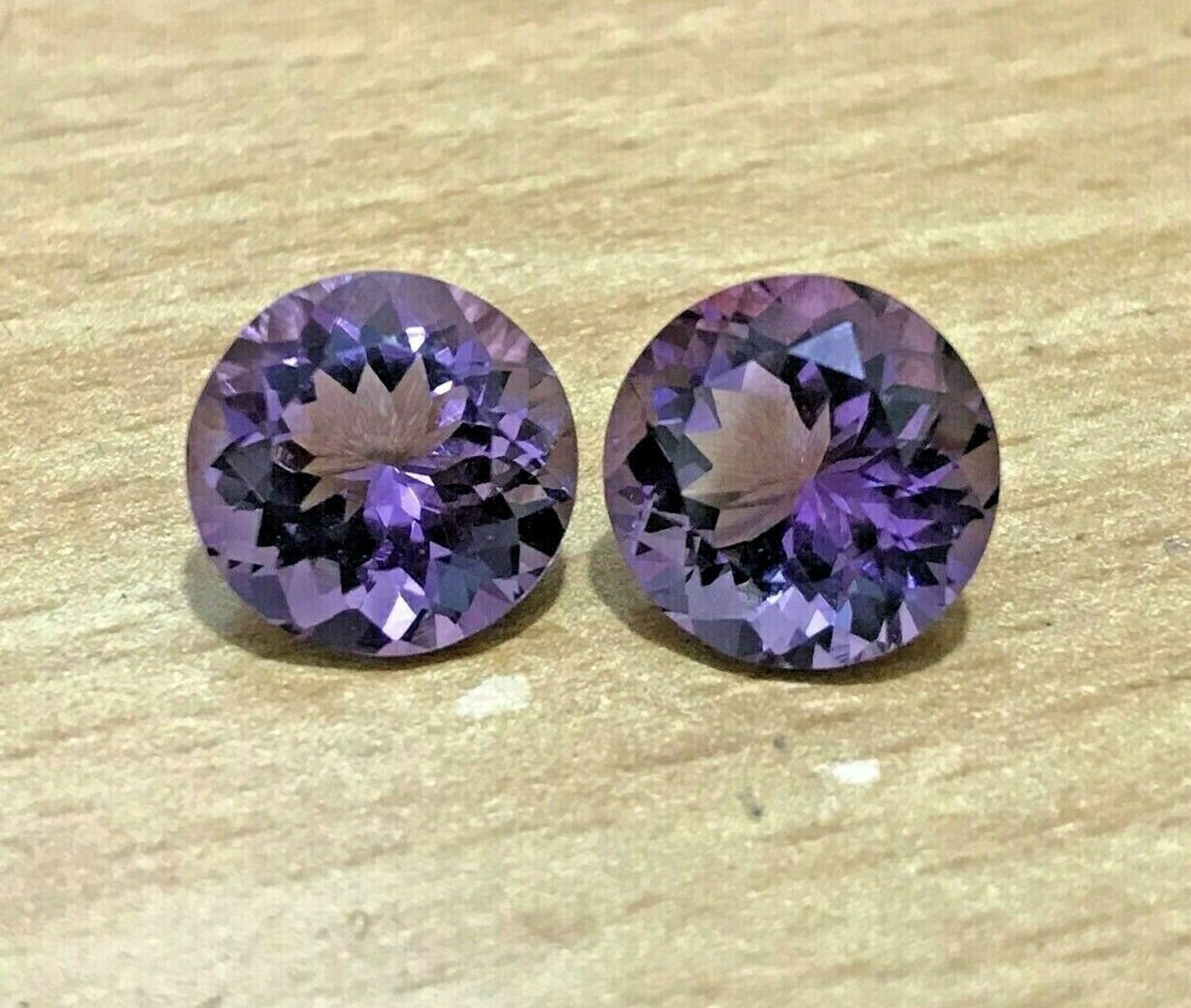 VVS 10 Carat 100% Natural Pair 11x11 Mm Round Cut Amethyst - Etsy