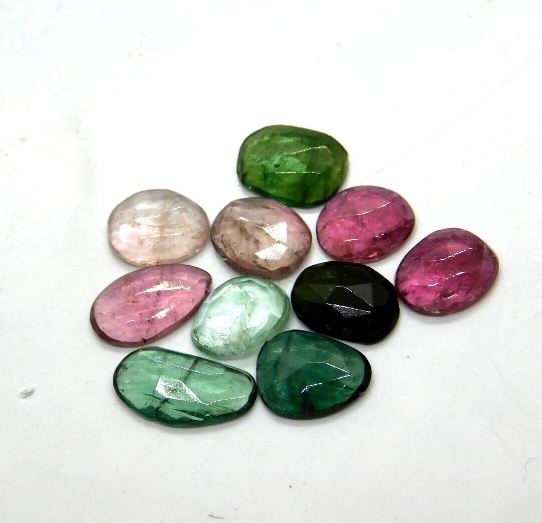 10 Piece Natural Rose Cut Tourmaline 8.60 Cts Multi Color Tourmaline ...