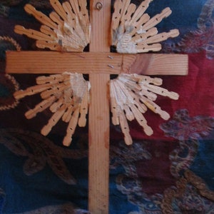 Folk Art Crucifix, Tramp Art Style Wood Craft, Hanging Crucifix, 1940's ...