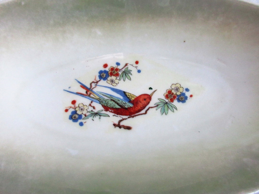 Antique Hand Painted Dish With Bird Design, Delicate Work, Artist ...