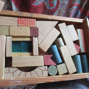 Set of Wooden Building Blocks, Original Wooden Box, 1920's, Well Loved ...