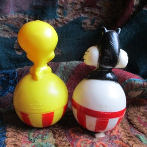 Tweety Bird and Sylvester Roly Poly Music Balls, 1976, Blow Mold ...