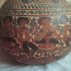 Hand Carved Gourd, Latin American Design, Rhythm/shaker Instrument ...