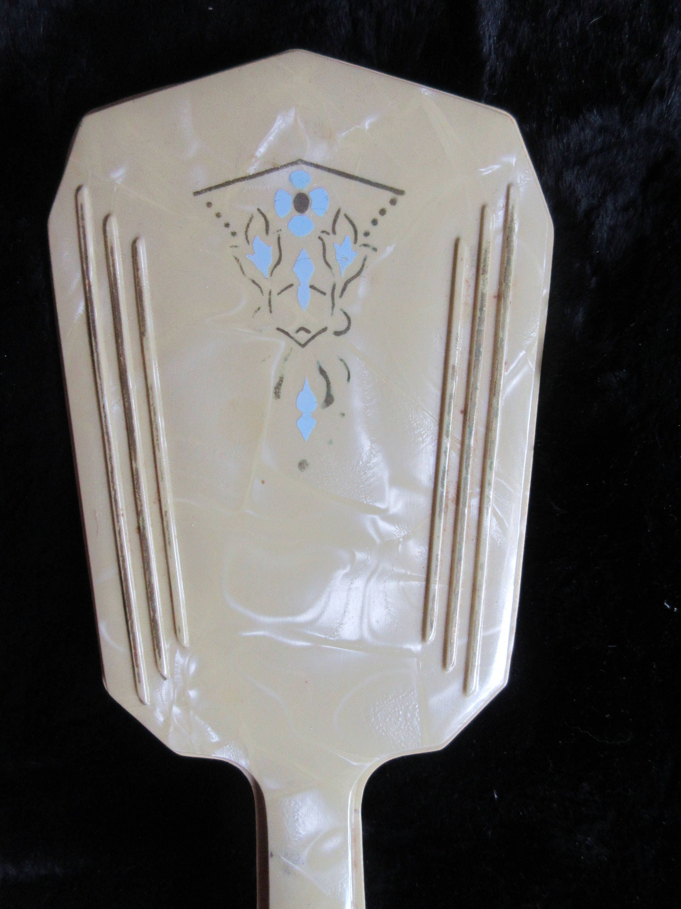 30's Art Deco Hand Mirror Marbleized Celluloid With Deco - Etsy