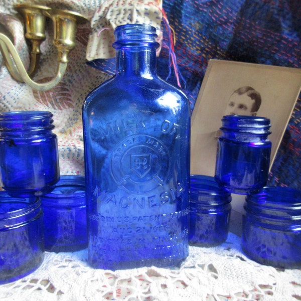 Blue Glass Bottle - Etsy