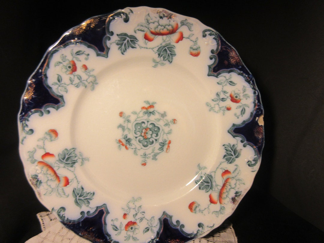 Sevres China Dinner Plate, Flow Blue, J&G Meakin, Hanley, England Circa ...